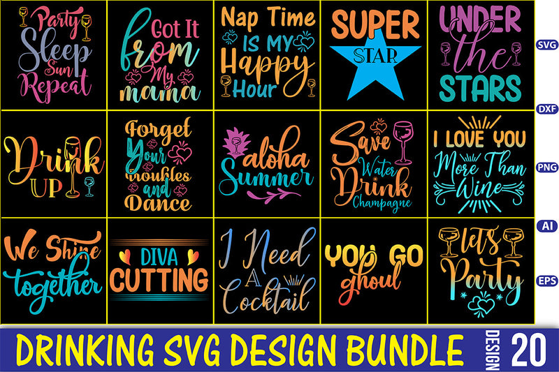 Drinking SVG Bundle File - So Fontsy