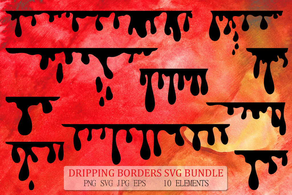 Dripping Liquid Border SVG Bundle | Bloody Halloween Clipart - So Fontsy