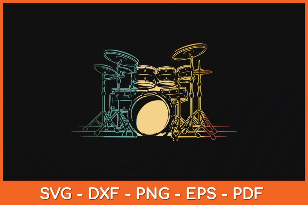 Drummer Retro Vintage Drum Set Drumset Drummers Svg Cutting File - So ...