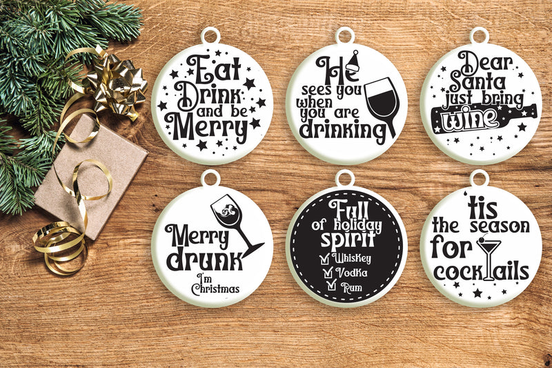 Drunk Christmas Ornament Svg Bundle. Round Christmas Ornaments Svg ...