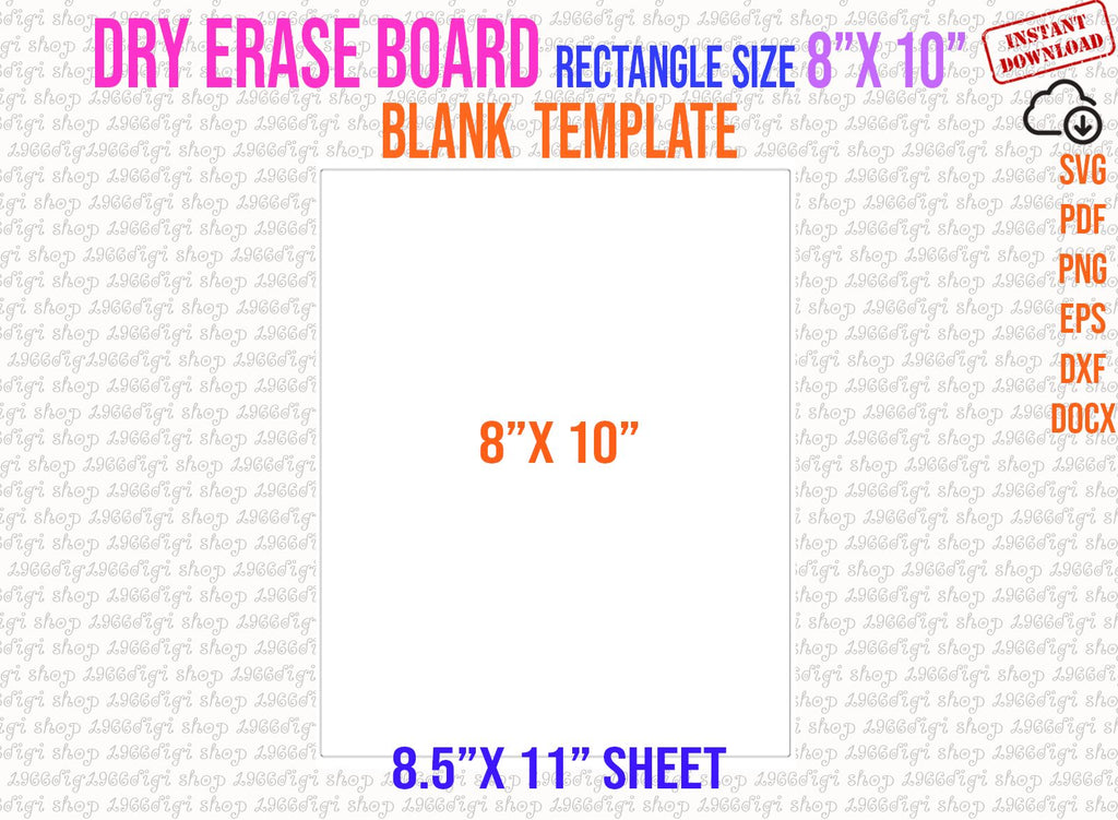 Dry Erase Board Template, 8x10 Inch Dry Erase Board Sublimation ...
