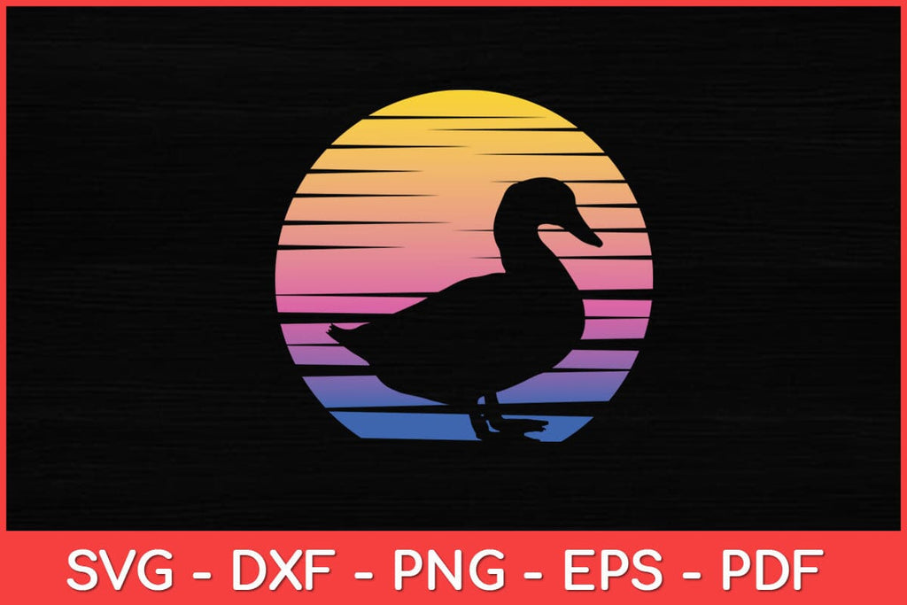 Duck Cute Ducks Retro Vintage Sunset Svg Design - So Fontsy