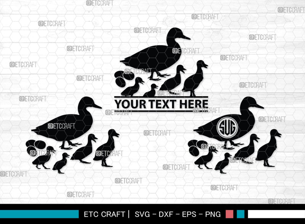 Duck Family Monogram, Duck Family Silhouette, Duck Family SVG, Duck Svg ...