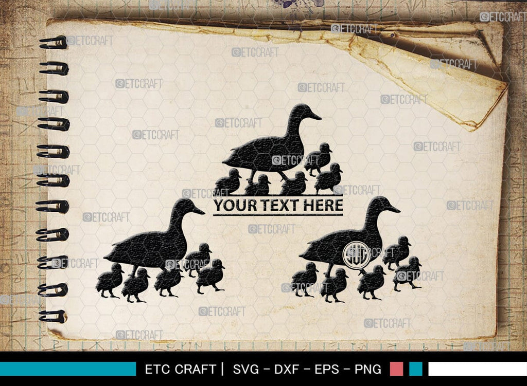 Duck Family Monogram, Duck Family Silhouette, Duck Family SVG, Duck Svg ...