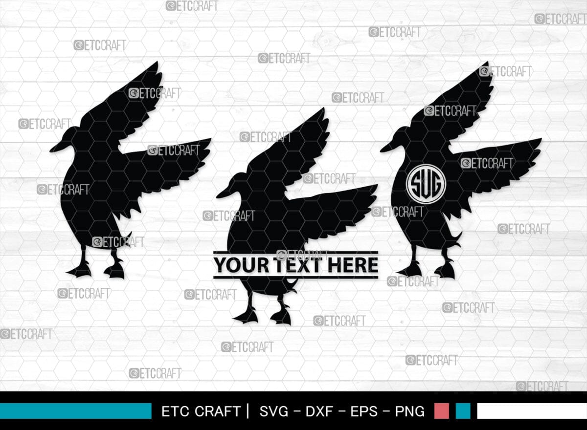 Duck Monogram, Duck Silhouette, Duck SVG, Flying Duck Svg, Hunting Svg ...