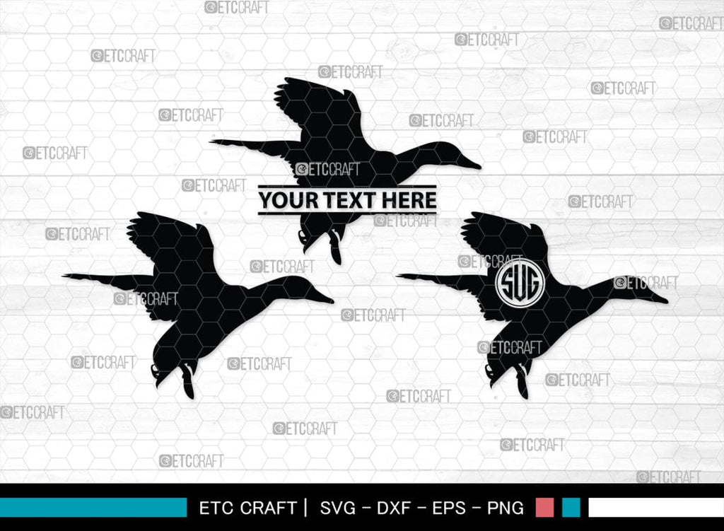 Duck Monogram, Duck Silhouette, Duck SVG, Flying Duck Svg, Hunting Svg ...