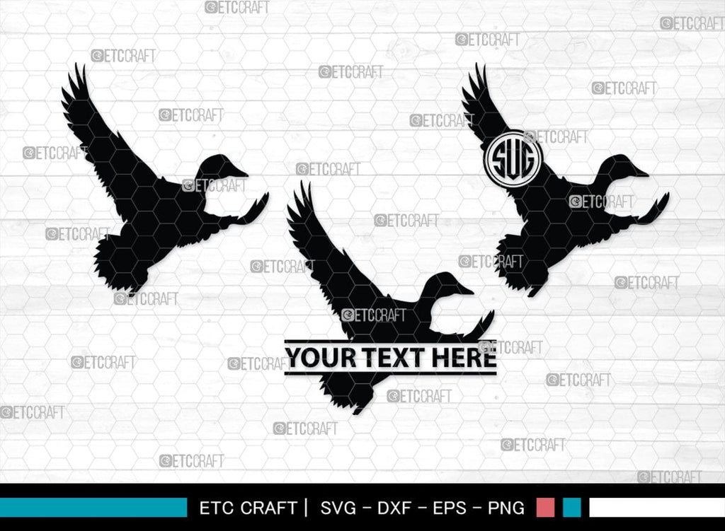 Duck Monogram, Duck Silhouette, Duck SVG, Flying Duck Svg, Hunting Svg ...