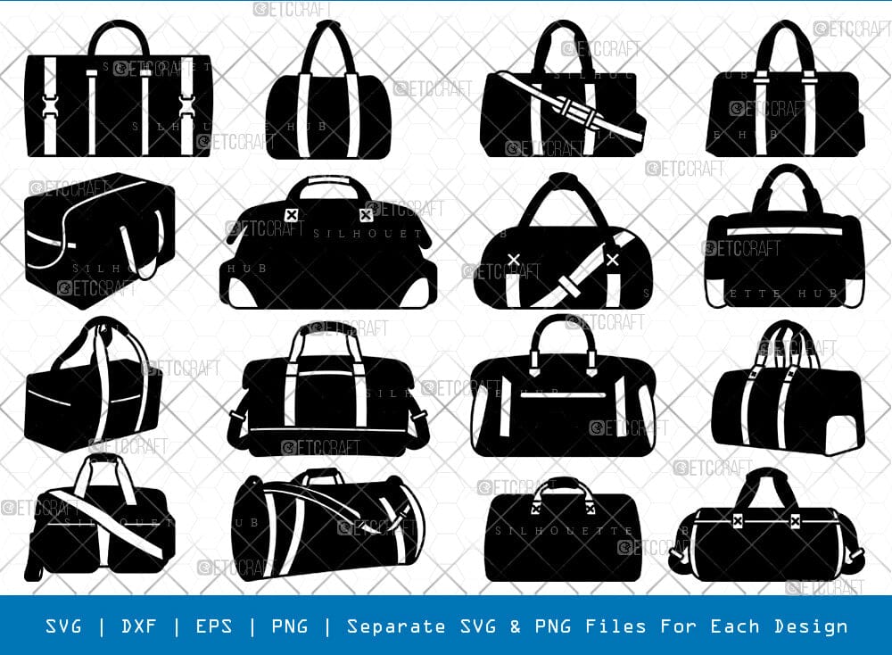 Duffel Bag Silhouette, Duffel Bag SVG, Bag Svg, Travel Bag Svg ...