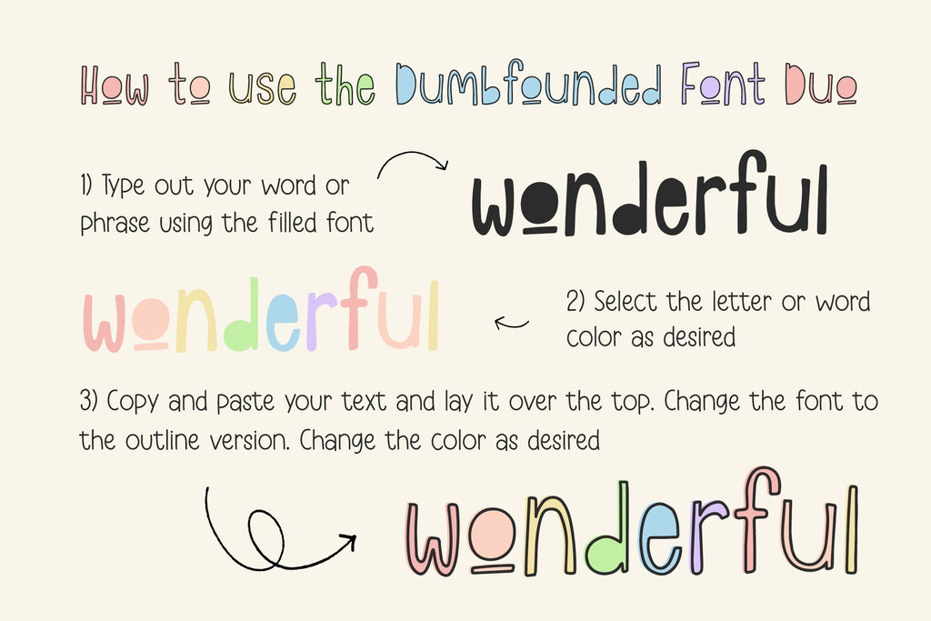 Dumbfounded Font Duo (Craft Fonts, Outline Fonts, Sketchy Fonts, Doodle ...