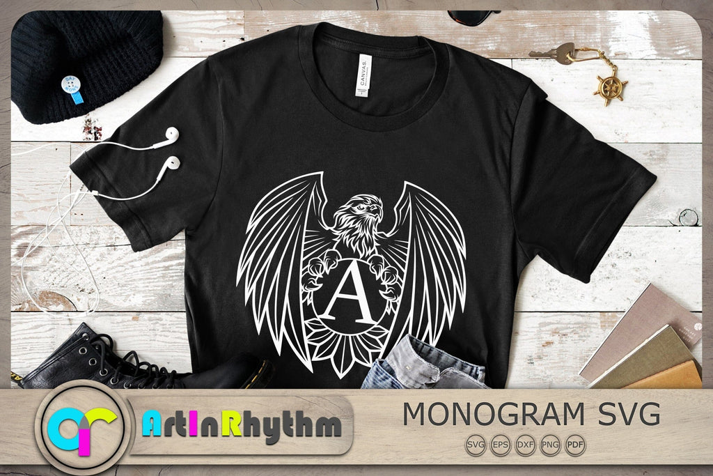Eagle Monogram Svg, Eagle Circle Monogram Svg, Eagle Svg - So Fontsy