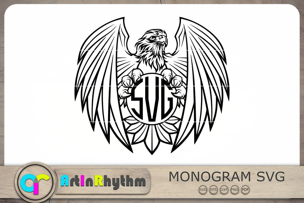 Eagle Monogram Svg, Eagle Circle Monogram Svg, Eagle Svg - So Fontsy