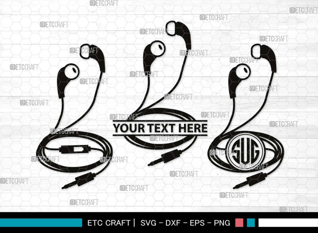 Earphones Monogram, Earphones Silhouette, Earphones SVG, Modern Audio ...