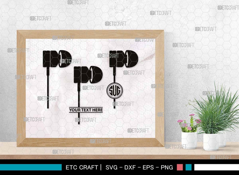 Earphones Monogram, Earphones Silhouette, Earphones SVG, Modern Audio ...