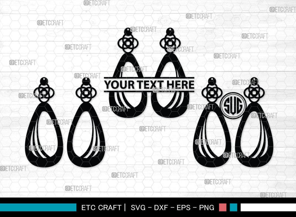 Earring Monogram, Earring Silhouette, Earrings Svg, Jewelry Svg ...