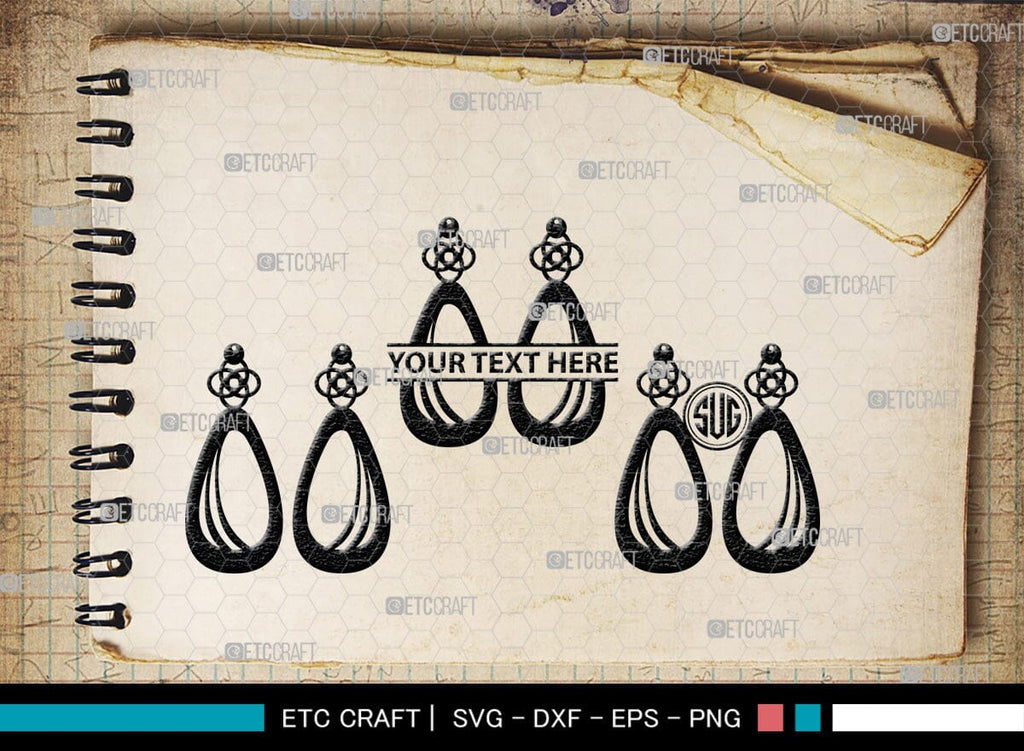 Earring Monogram, Earring Silhouette, Earrings Svg, Jewelry Svg ...