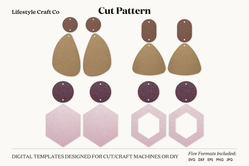 Earring SVG, Faux Leather Earring Templates, Cricut cut file - So Fontsy