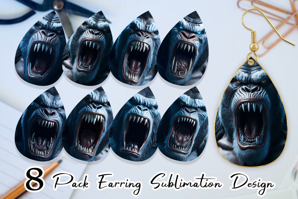 Earring teardrop sublimation Angry king kong - So Fontsy