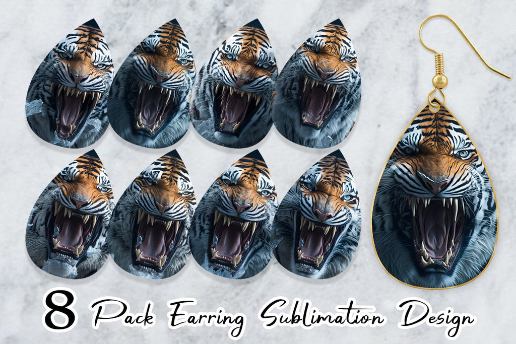 Earring teardrop sublimation Angry tiger - So Fontsy