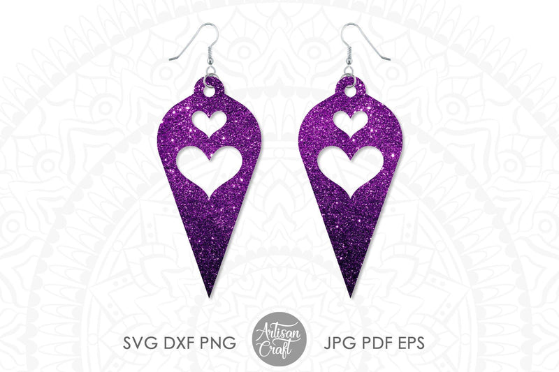 Earrings SVG, heart teardrop earring | So Fontsy