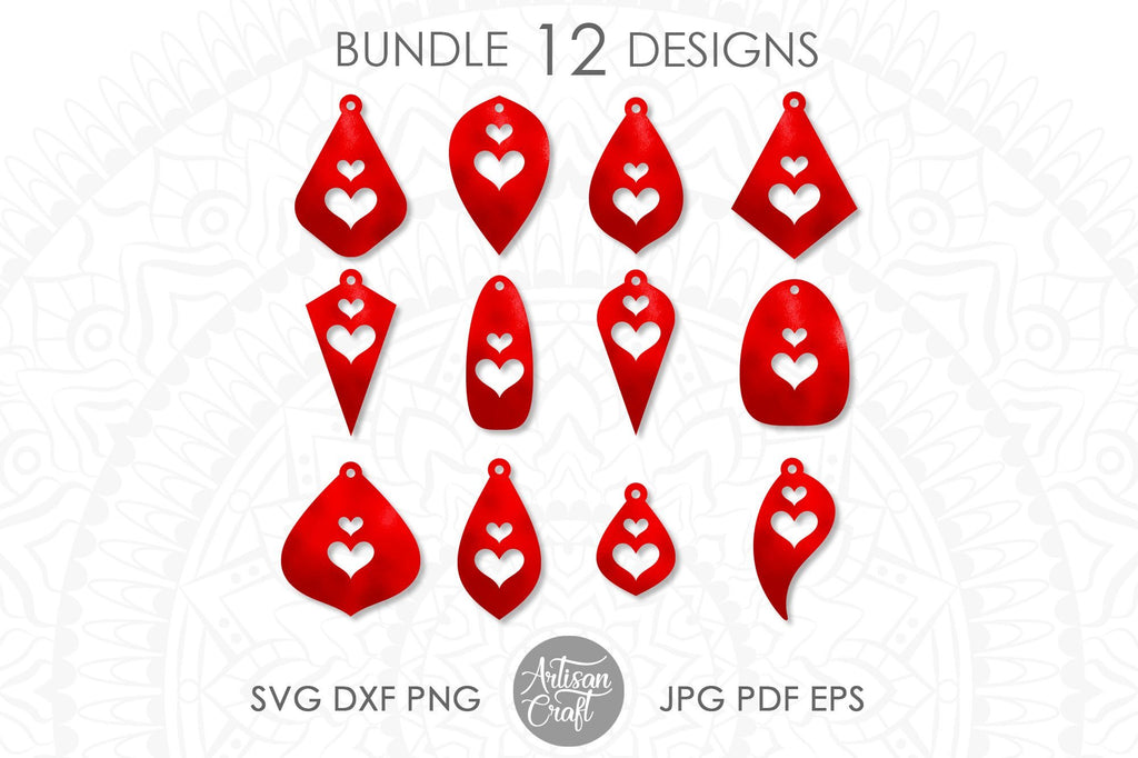 Earrings SVG, heart teardrop earring | So Fontsy