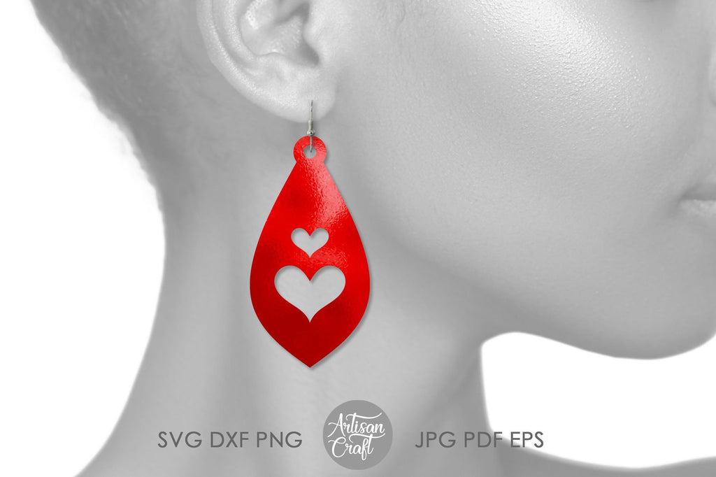 Earrings SVG, heart teardrop earring | So Fontsy