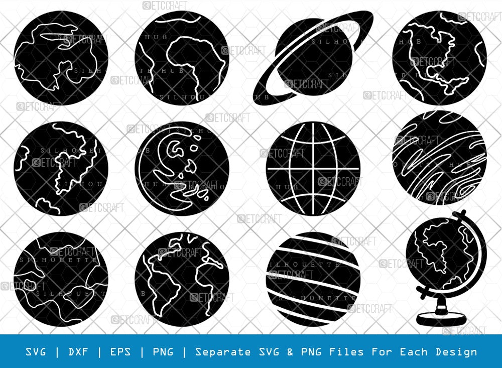 Earth SVG Cut Files | Earth Silhouette | Planet Svg | World Svg ...