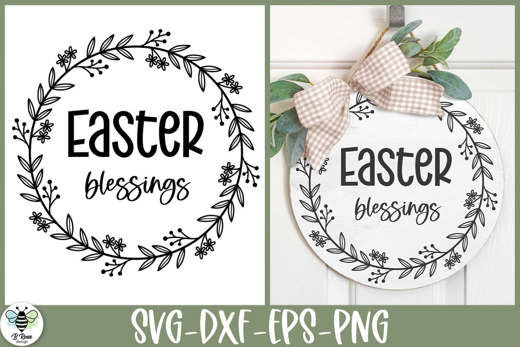 Easter Blessings SVG | Easter Round Sign Cut File - So Fontsy