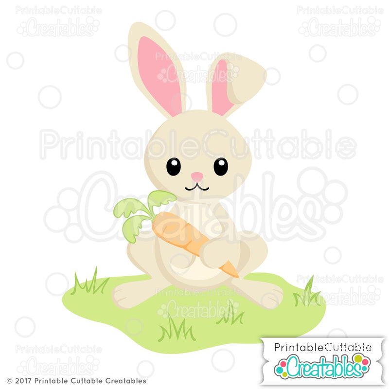 Easter Bunny Holding Carrot - So Fontsy