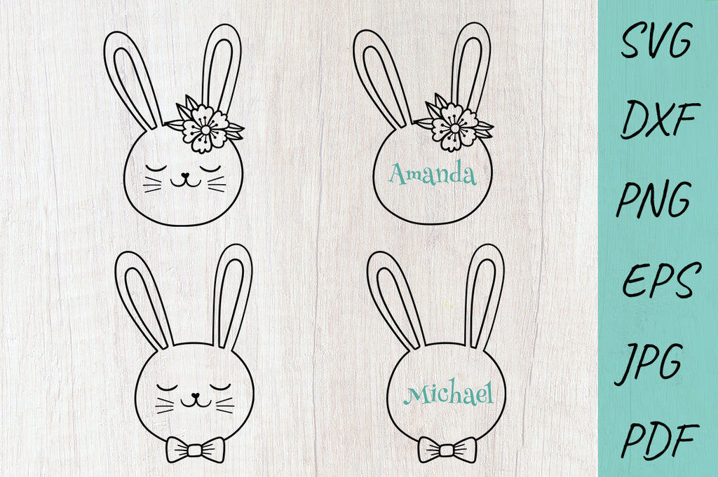 Easter Bunny Monogram SVG DXF, EPS, PNG - Easter bunny SVG - So Fontsy