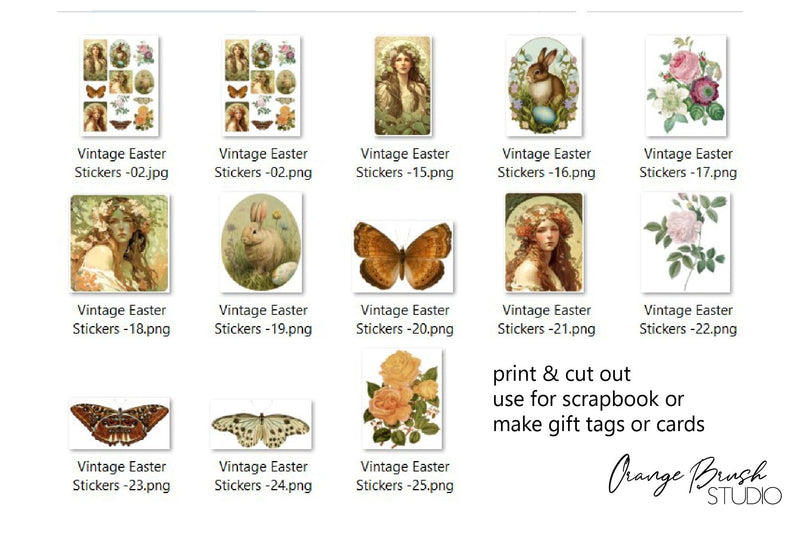 Easter Bunny Printable Stickers Easter Vintage Scrapbooking - So Fontsy