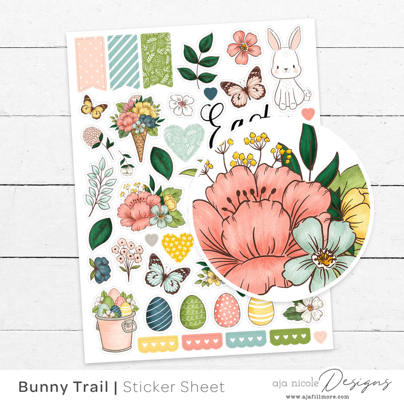 Easter Bunny Sticker Sheet - So Fontsy