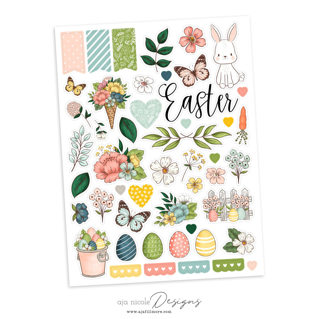 Easter Bunny Sticker Sheet - So Fontsy