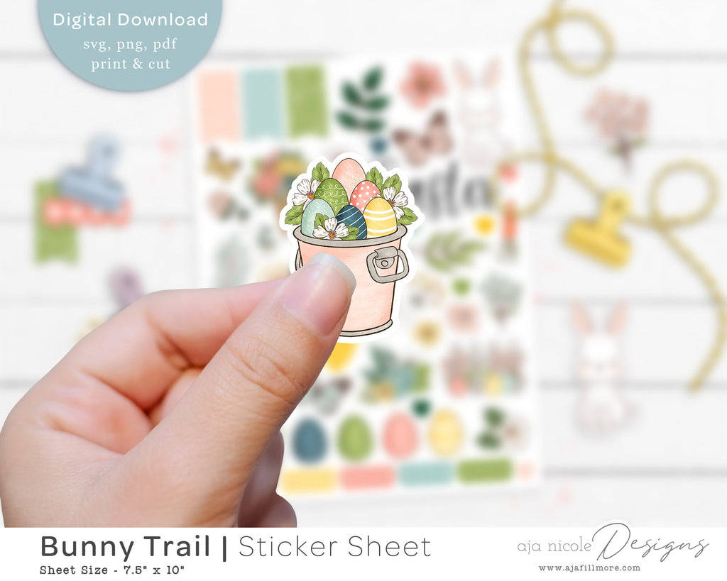 Easter Bunny Sticker Sheet - So Fontsy