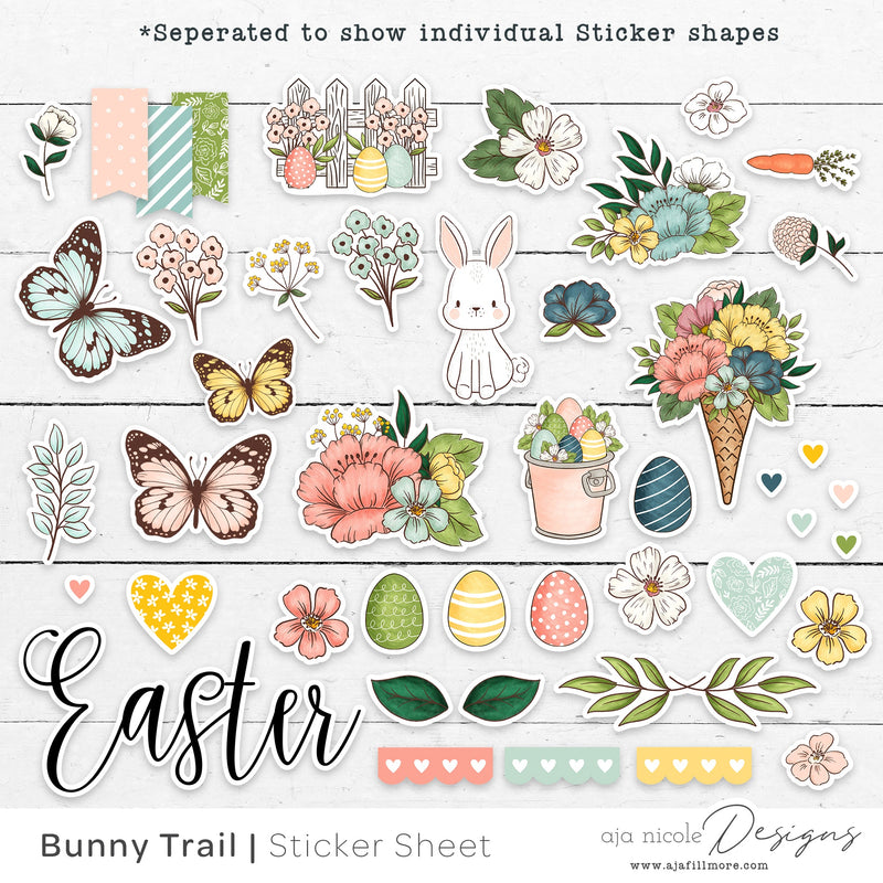 Easter Bunny Sticker Sheet - So Fontsy
