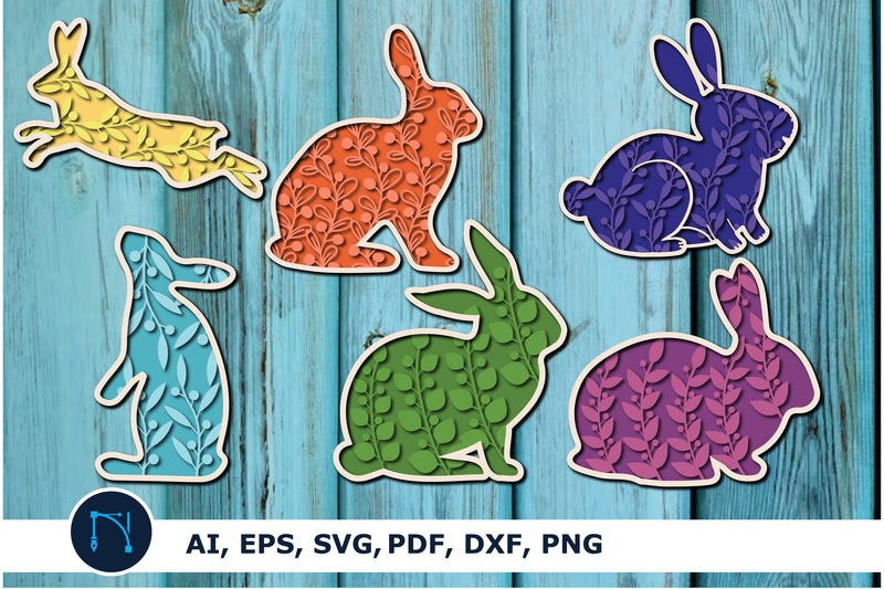 Easter Bunny SVG bundle, paper cut SVG - So Fontsy