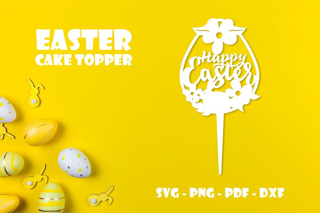 Easter cake topper. Happy easter svg. Easter laser cut files - So Fontsy