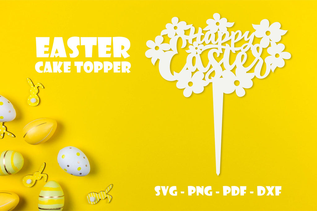 Easter cake topper. Happy easter svg. Easter laser cut files - So Fontsy