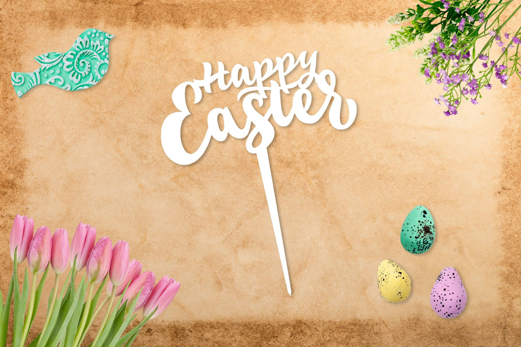 Easter cake topper. Happy easter svg. Easter laser cut files - So Fontsy