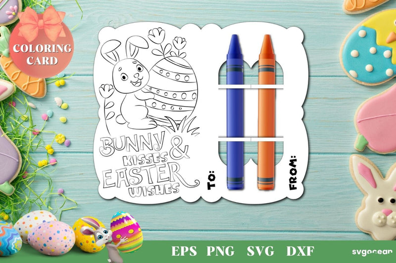 Easter Coloring Card | Svg Bundle | Crayon Cards - So Fontsy