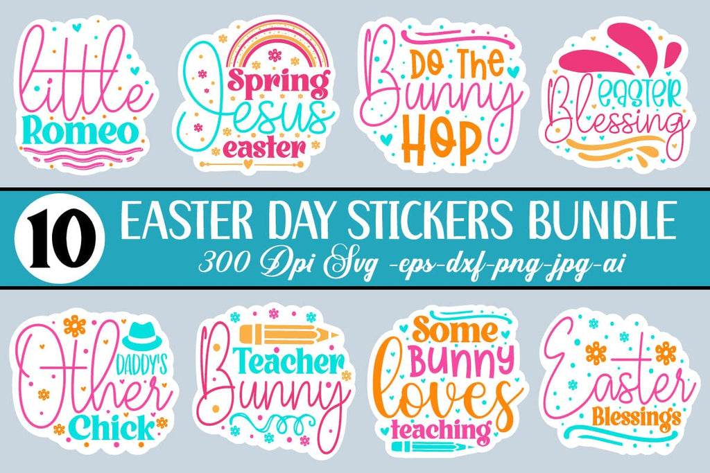 Easter day stickers bundle,Easter SVG, Easter SVG Bundle, Easter PNG ...