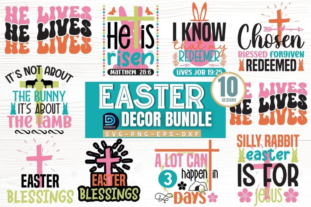 Easter Decor SVG Bundle, Happy Easter SVG Bundle - So Fontsy