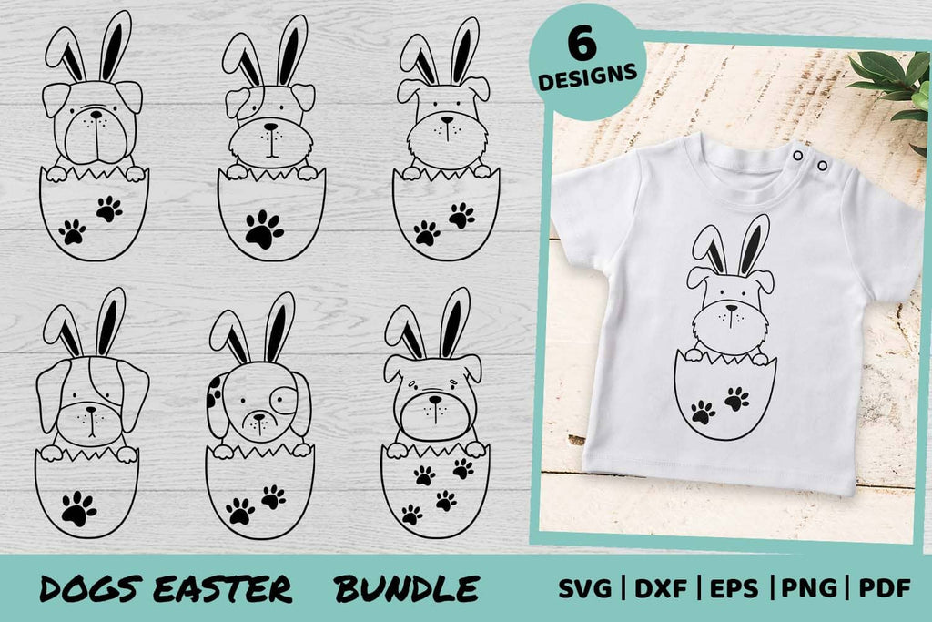 Easter Dog Bundle SVG | Puppy dog SVG | Dog with rabbit ears - So Fontsy