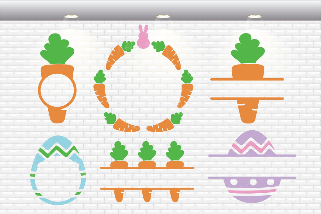Easter Egg Bunny Carrot Monogram Bundle - SVG, PNG, DXF, EPS - So Fontsy