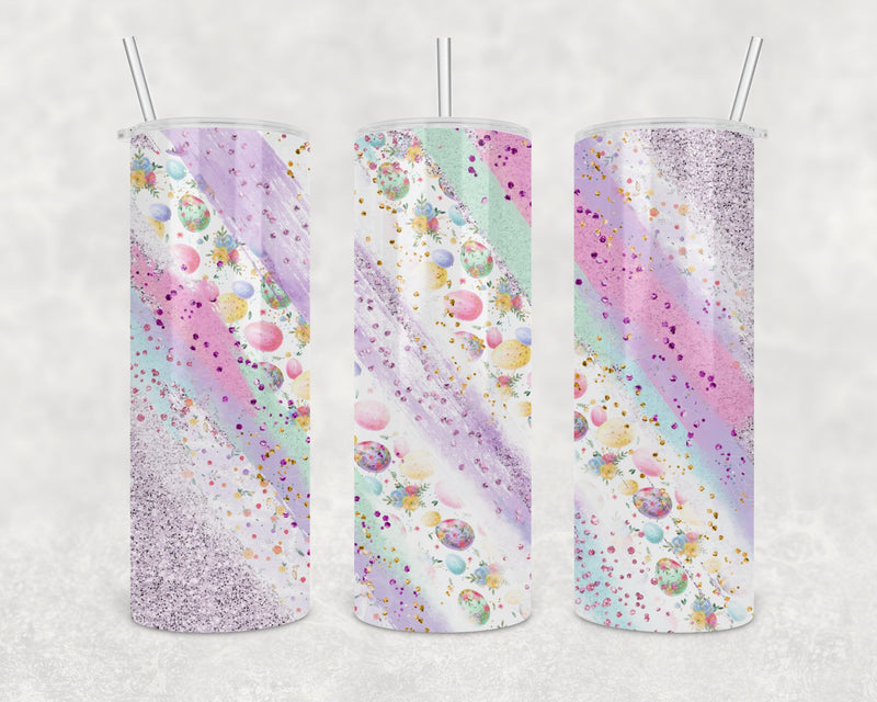 Easter Egg Milky Way Glitter 20 oz Skinny Tumbler Design - So Fontsy