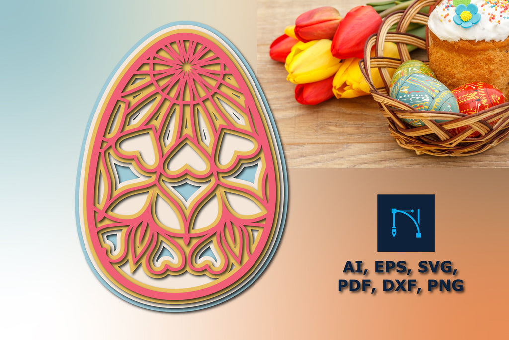 Easter egg multi-layer SVG cut file for decor - So Fontsy