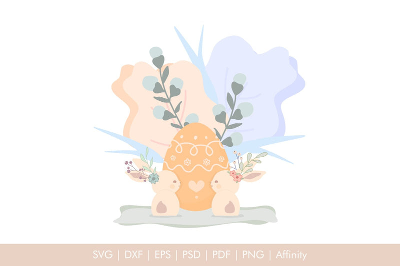 Easter Egg Spring Bunny SVG Rabbit Illustration - So Fontsy