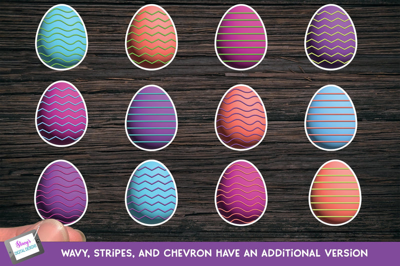 Easter Egg Sticker Bundle - 32 Printable Easter Egg Designs - So Fontsy