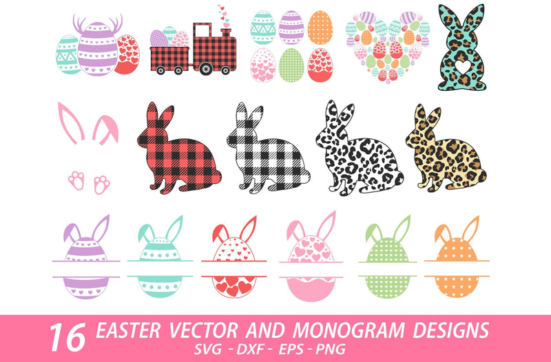 Easter Egg Vector And Monogram bundle, Easter bundle svg, easter svg ...
