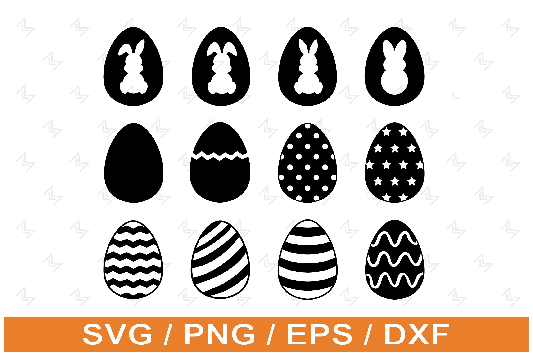 Easter Eggs Silhouette, Easter Eggs Svg, Eggs Svg, Chick Svg, Png, Eps ...