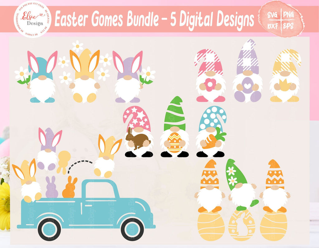 Easter Gnome Bundle - SVG, PNG, DXF, EPS - So Fontsy